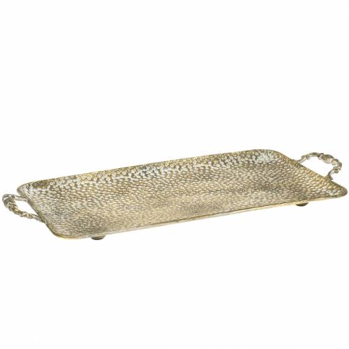 Dekotablett Gold Metall mit Griffen 45x25cm | Floristik24